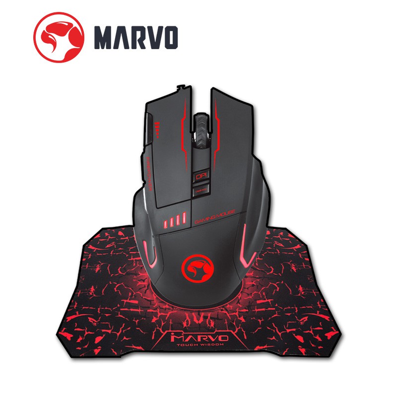 MARVO G909+G1 เมาส์เกมมิ่ง + แผ่นรองเมาส์ Gaming Mouse Scorpion ...
