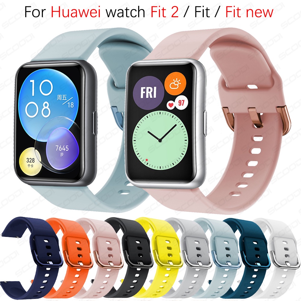 สายรัดซิลิโคนอ่อนนุ่มสําหรับ Huawei watch Fit 2/Fit /Fit สร้อยข้อมือสมาร์ทวอทช์ใหม่สร้อยข้อมือ ...