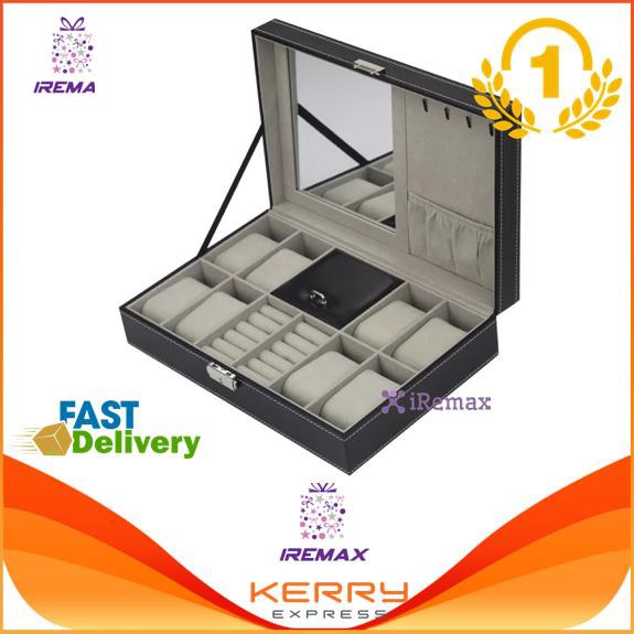 igootech 2 ใน 1 8 กริดจัดเก็บนาฬิกากล่องชุดกล่องดำ - นานาชาติ 2 In One 8 | Shopee Thailand