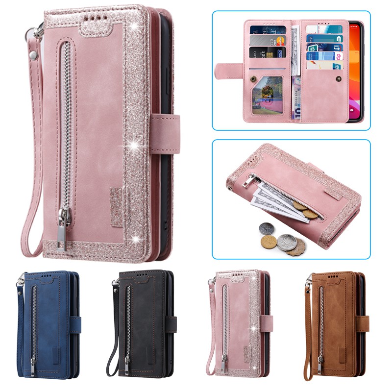 กระเป๋าซิป Samsung Galaxy A56 A36 A26 A16 S24 FE S25+ S23 S24 S25 Ultra Flip กระเป๋าสตางค์มัลติ ...