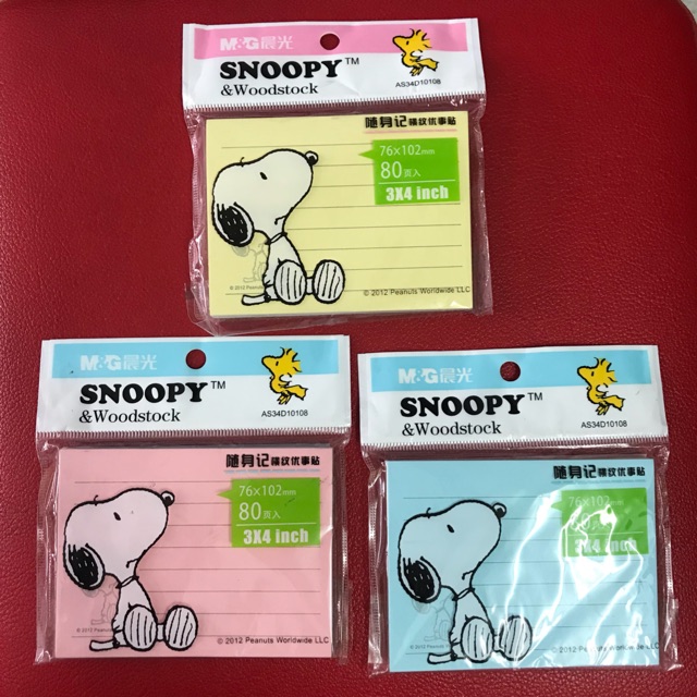 Post it Note ลาย snoopy แบบมีกาว ขนาด 3x4 และ 3x3 | Shopee Thailand