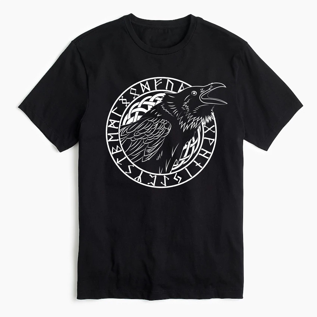 【Hot】เสื้อยืดลําลอง แขนสั้น พิมพ์ลาย Odin's Raven Rune Norse Mythology ...