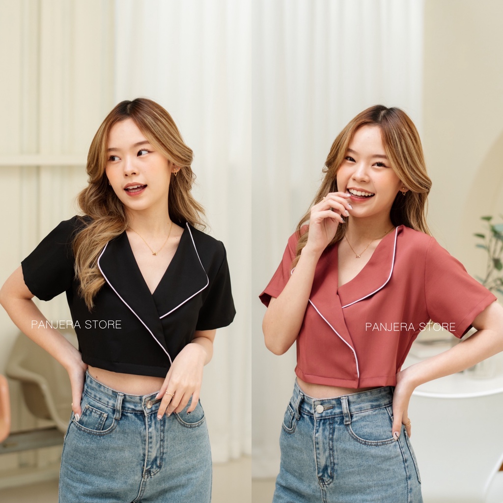 PANJERA "Classy crop" เสื้อครอป | Shopee Thailand