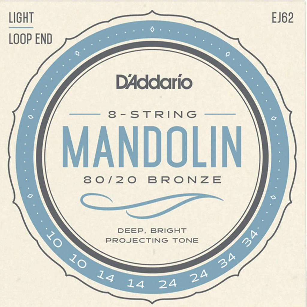 D'Addario® EJ62 Mandolin String สายแมนโดลิน เบอร์ 10 แบบ 80/20 Bronze (Light, 10 - 34) ** Made ...