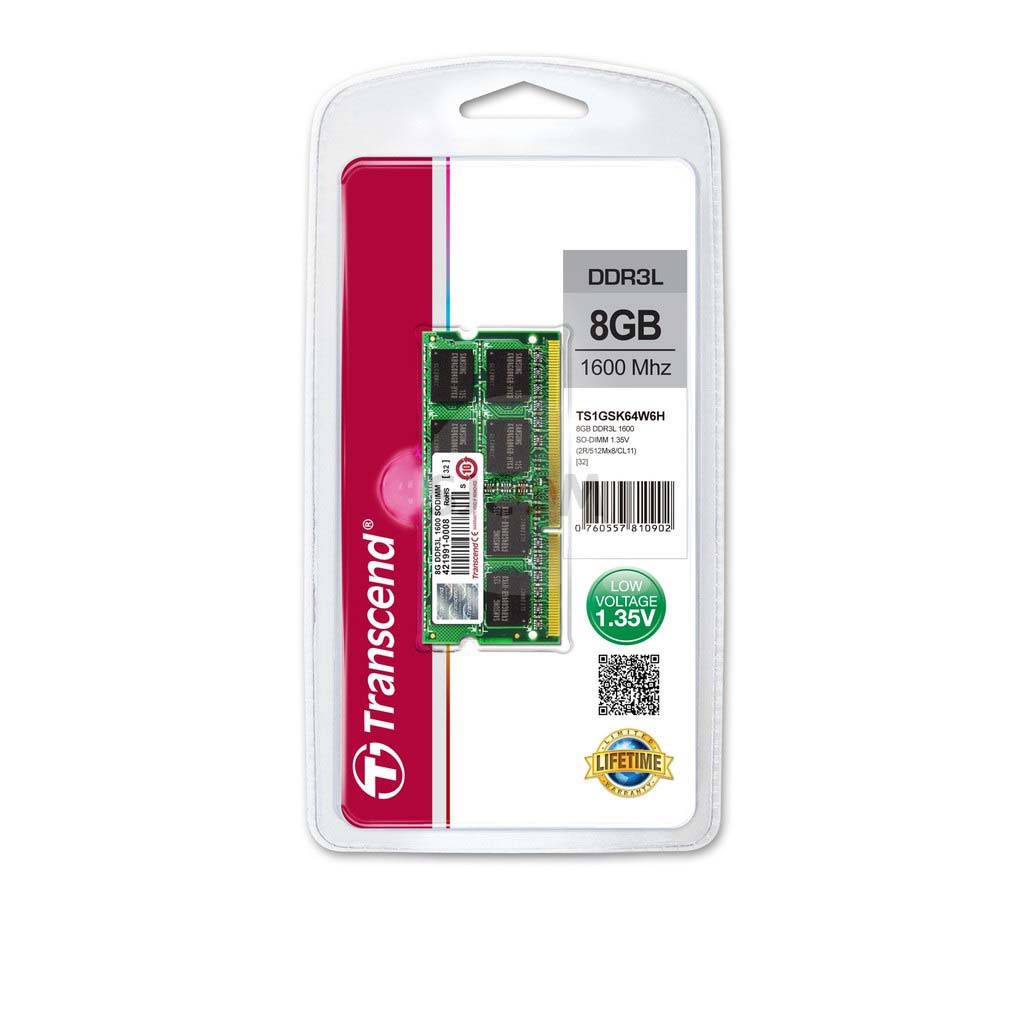 Transcend RAM-Memory DDR3L-1600 SO-DIMM 8GB รับประกันตลอดอายุการใช้งาน ...