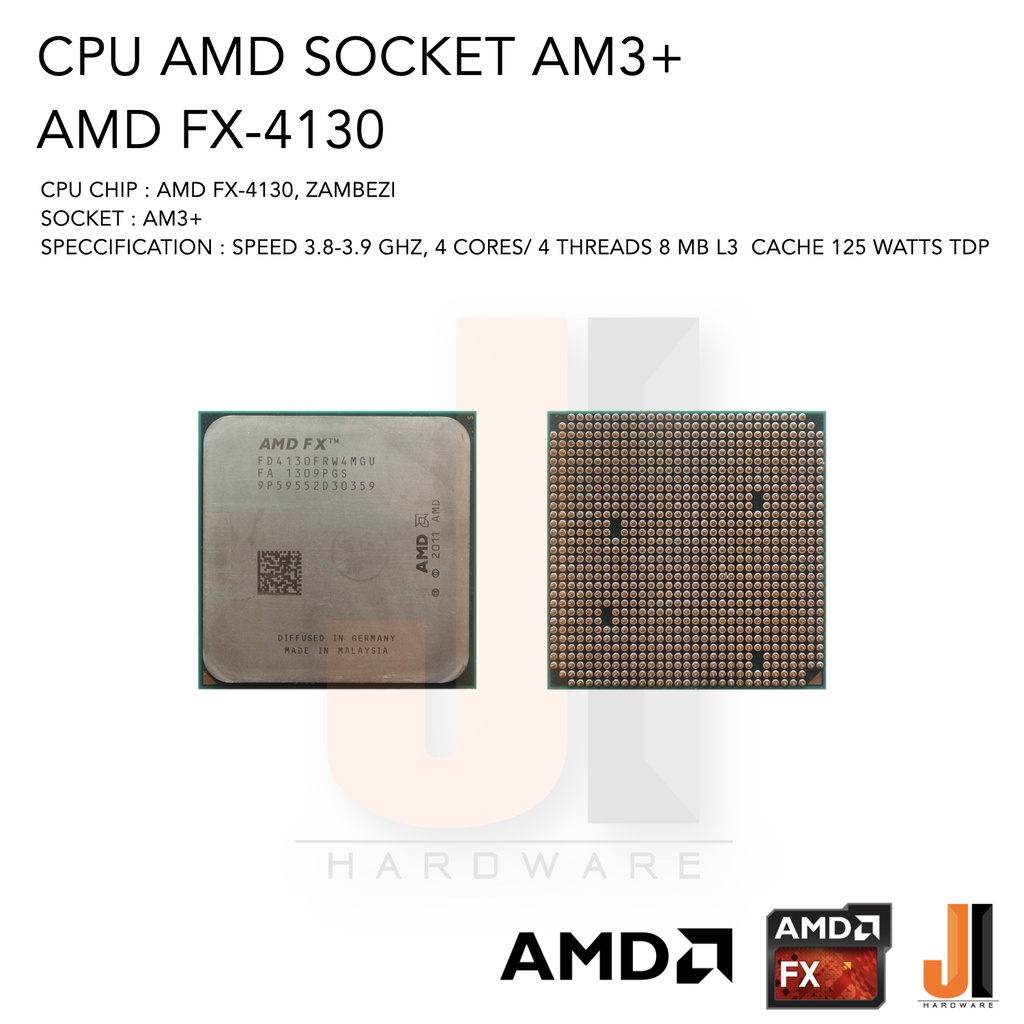 CPU AMD FX-4130 4 Cores/ 4 Threads 3.8-3.9 Ghz 8 MB L3 Cache 125 Watts TDP No Fan (สินค้ามือสอง ...