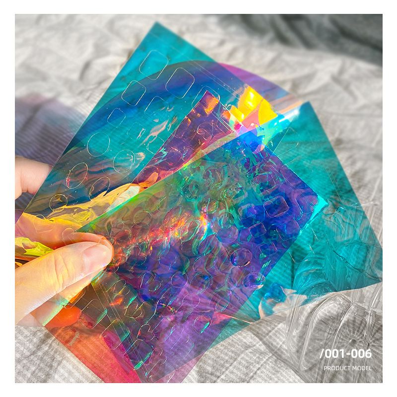 [ 11 แผ่น ] ICE cellophane ฟิล์มออโรร่า ฉลุลายหัวใจ สี่เหลี่ยม วงรี ไม่ ...