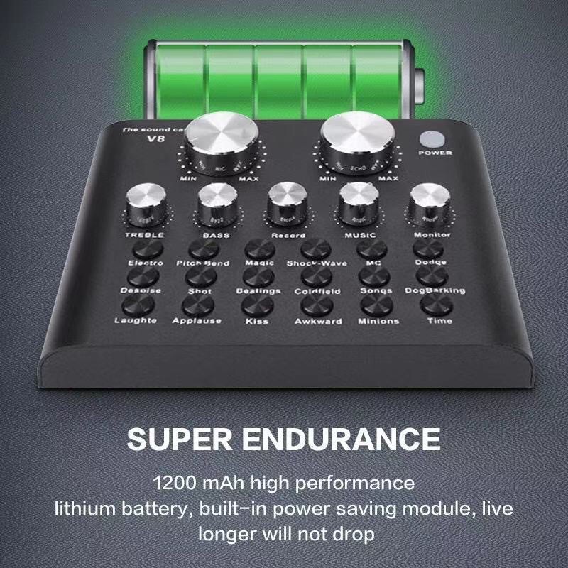 V8 Pro การ์ดเสียงเปลี่ยนเสียงแบบพกพา โทรศัพท์มือถือ คาราโอเกะสด เปลี่ยน ...