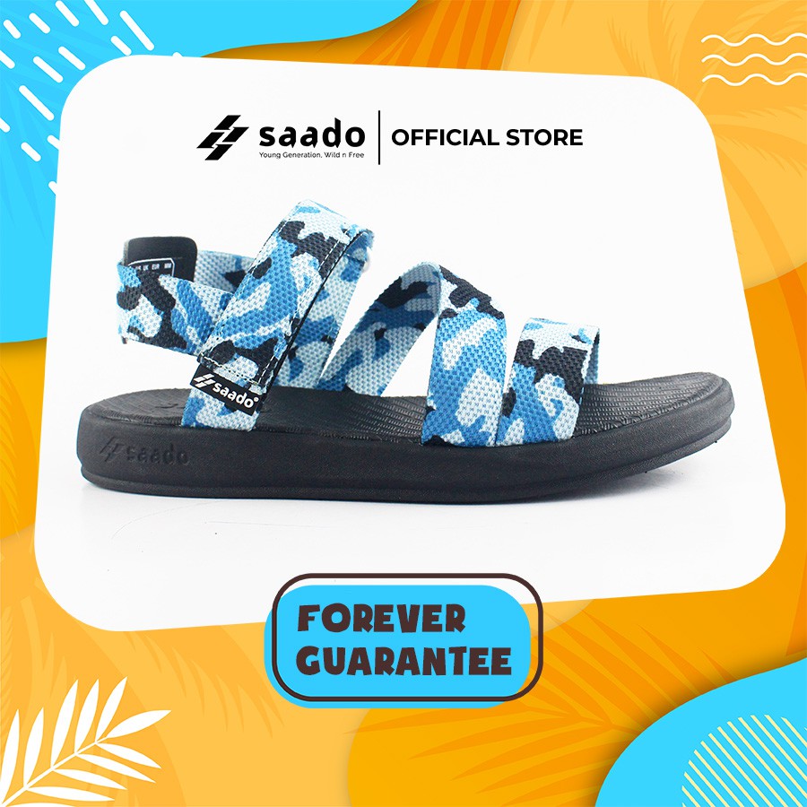 SAADO รองเท้าแตะรัดส้น รุ่น QT07 สีน้ำเงิน น้ำหนักเบา กันน้ำ | Shopee Thailand