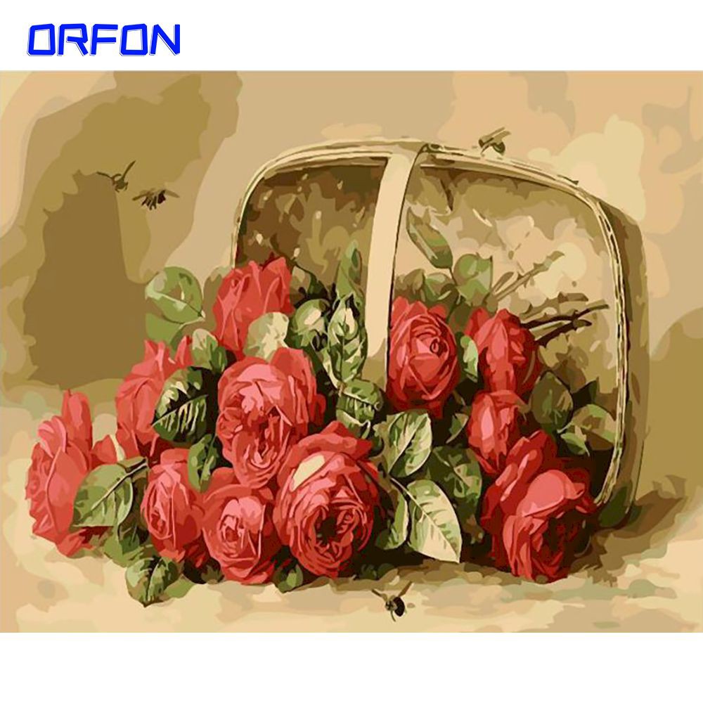 【ORFON】ภาพวาดสีน้ํามัน ตามตัวเลข รูปดอกไม้ สําหรับตกแต่งผนัง DIY | Shopee Thailand