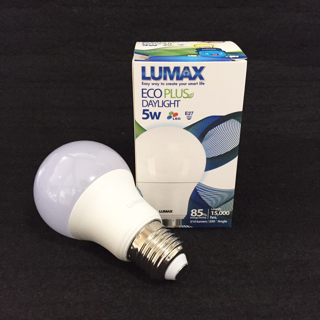 **สินค้ารับประกัน 6 เดือน* หลอดไฟ LED แสงขาว (Daylight) ขั้ว E27 ยี่ห้อ LUMAX รุ่น ECO PLUS (QC ...
