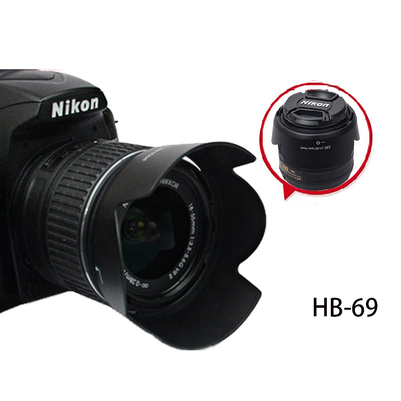 Bizoe HB-69 อุปกรณ์เสริมเลนส์ฮู้ดกล้อง สําหรับ Nikon AF-S 18-55 VR II D3200 D3300 D5200 D5300 ...