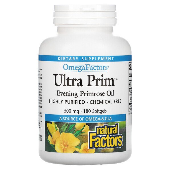 Natural Factors, OmegaFactors, Ultra Prim, Evening Primrose Oil, 500 ...