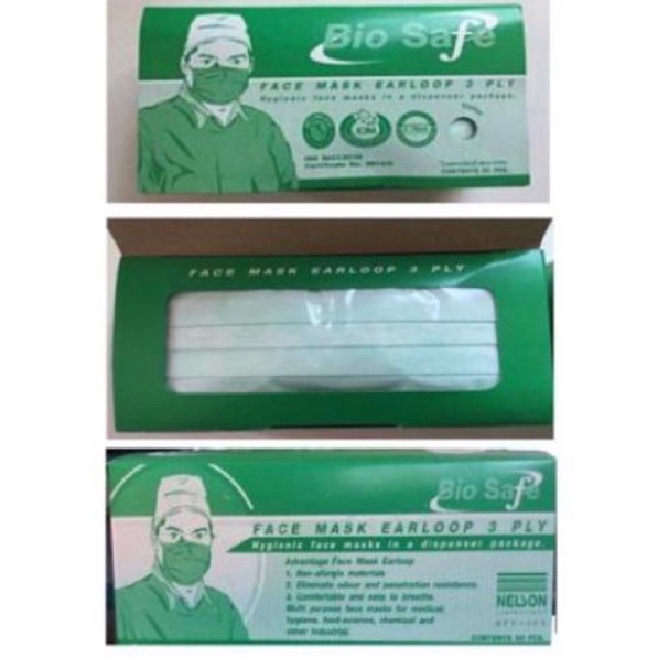 หน้ากากอนามัยผู้ใหญ่เกรดการแพทย์Biosafe”50 ชิ้นต่อกล่อง”สีเขียว | Shopee Thailand