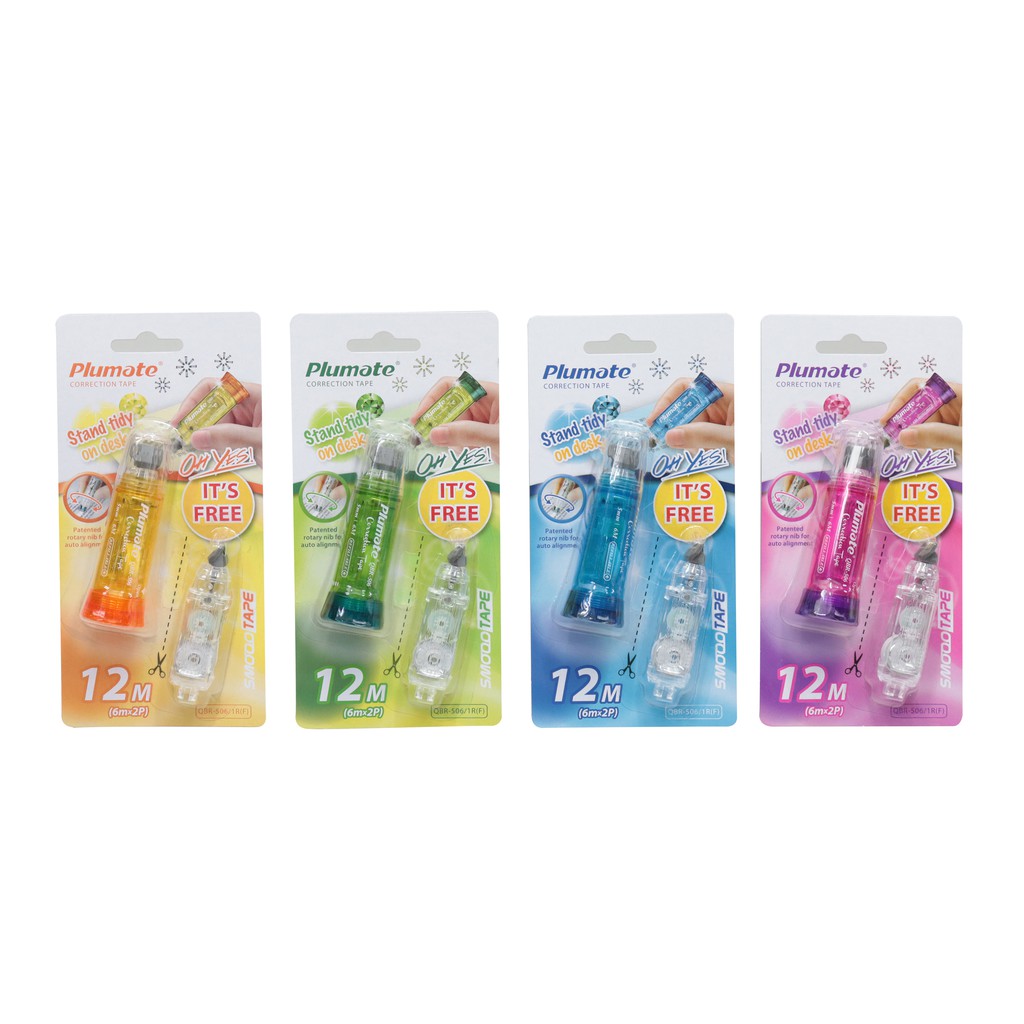 พลูเมท เทปลบคำผิด แถมฟรี ไส้เทปลบคำผิด คละสี Plumate Correction Tape ...