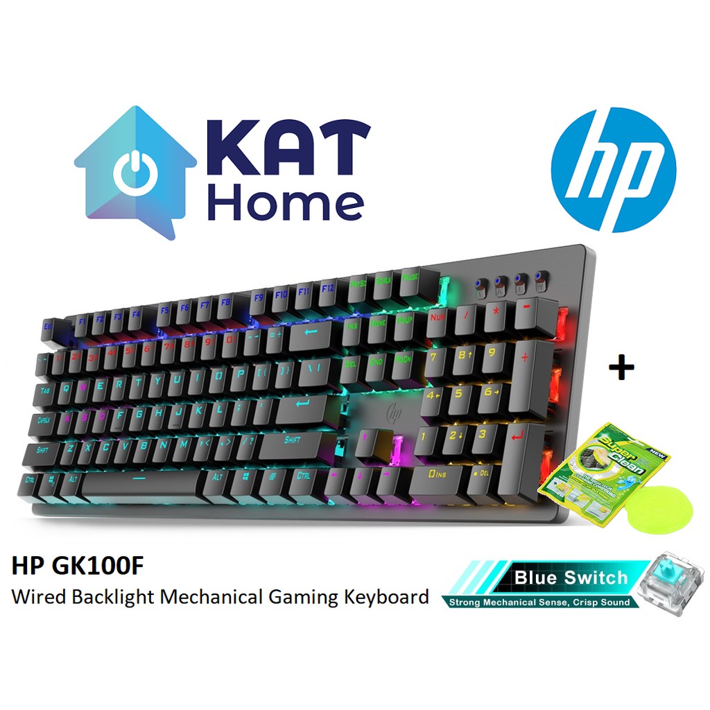 HP GK100F REAL WIRED MECHANICAL MIXED BACKLIGHT GAMING KEYBOARD พร้อม 104 คีย์, คีย์บอร์ด ANTI ...