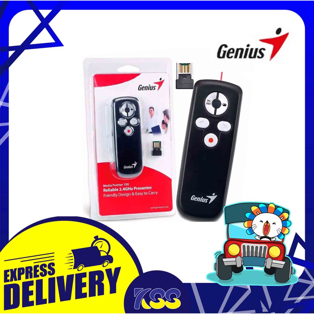 เลเซอร์พอยเตอร์ รีโมทควบคุมคำสั่งไร้สาย Genius Media Pointer 100 ...