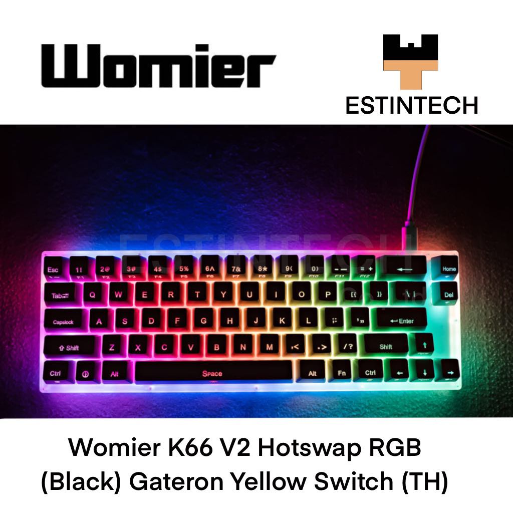 Keyboard (คีย์บอร์ด) Womier K66 V2 Hotswap RGB (Black) Gateron Yellow Switch(TH) ของใหม่ประกัน 1 ...