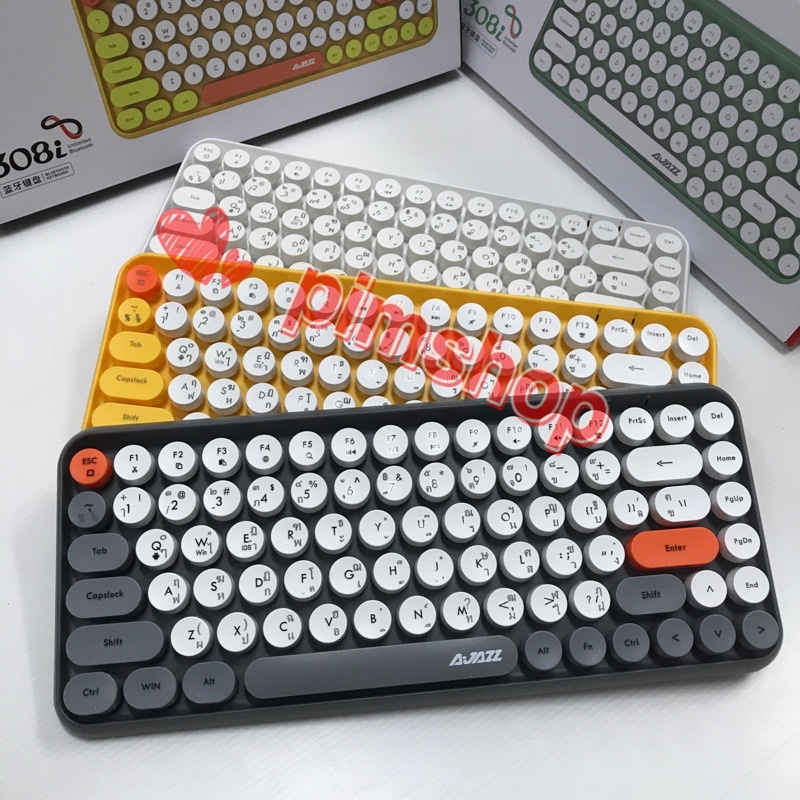 คีย์บอร์ดบลูทูธไร้สาย Ajazz 308i Bluetooth Office PC/Tablet Keyboard ...