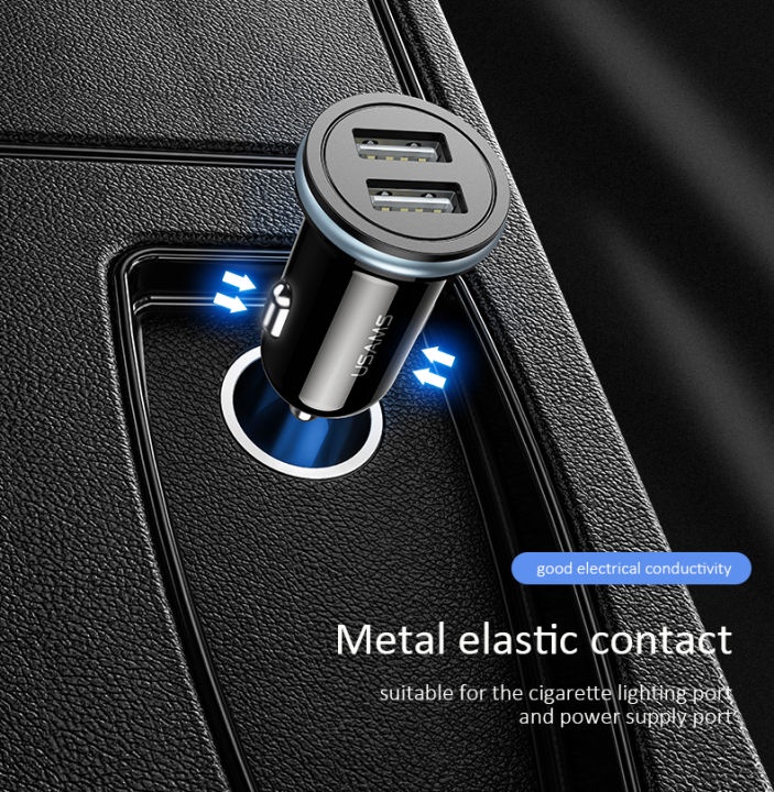 USAMS US-CC050 2USB Mini Car Charger หัวชาร์จมือถือในรถ Dual USB ...