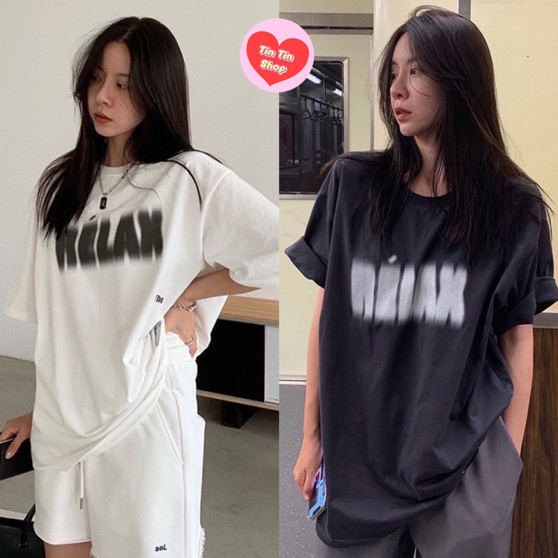 Tintin เสื้อยืดเกาหลี ลาย Relax #Oversize งานสกรีนมาตรฐาน เนื้อผ้าเด้ง ...