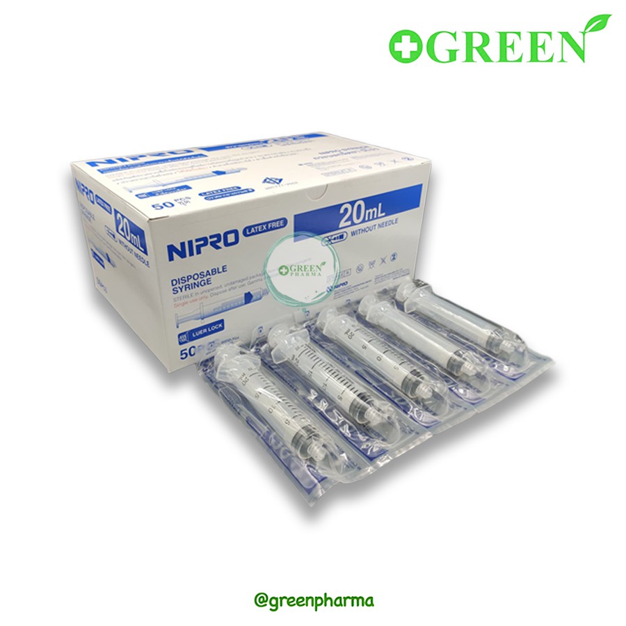 NIPRO Syringe ไซริ้ง 20 ml. หัวล็อค 1กล่อง บรรจุ 50 ชิ้น (4973) | Shopee Thailand