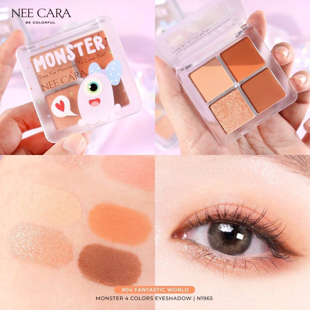 NEE CARA พาเลทอายแชโดว์ MONSTER 4 COLOR EYESHADOW N1965 8 กรัม | Shopee ...