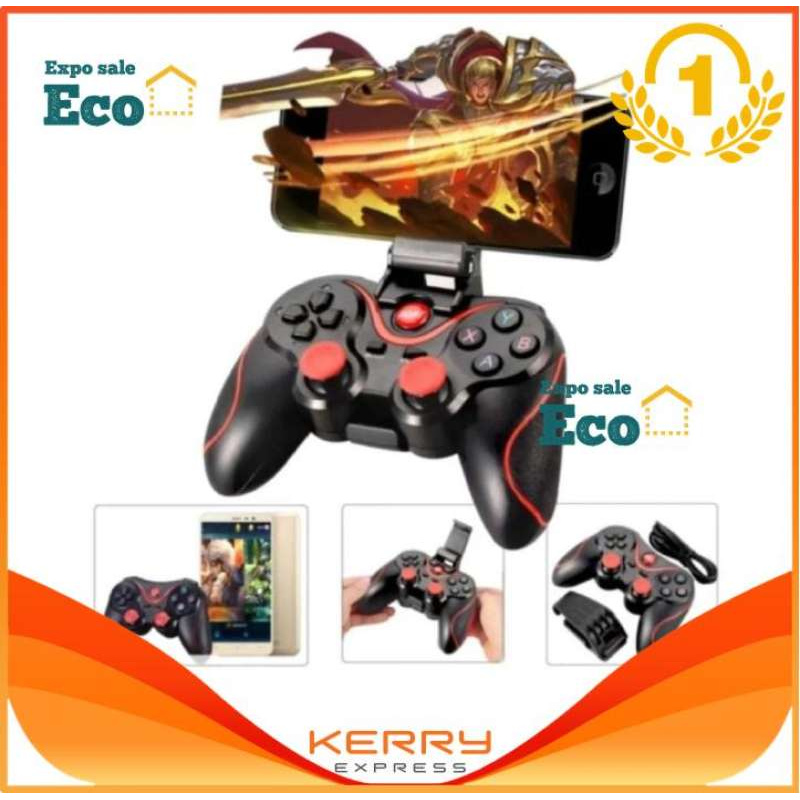 Eco T3 เกมแพด จอยเกม บลูทูธคอนโทรเลอร์ + ที่เสียบโทรศัพท์ สำหรับ Android Smartphone/ TV Box ...