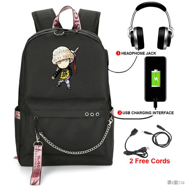 Trafalgar Law One Piece Skull White Beard Printed USB Backpack With ...