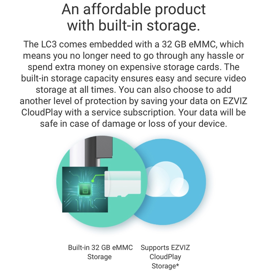 Ezviz LC3 4MP 2K Ai Smart Security Wall-Light หน่วยความจําในตัวกลางแจ้ง ...