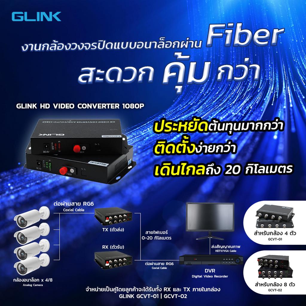 GLINK [GCVT-01] - [GCVT-02] ตัวแปลงเดินสายกล้องด้วยไฟเบอร์ 20 กิโลเมตร ...