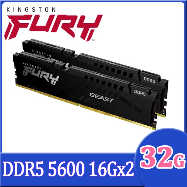 32GB (16GBx2) DDR5 5600MHz RAM (แรมพีซี) KINGSTON FURY BEAST (KF556C40BBK2-32) | Shopee Thailand