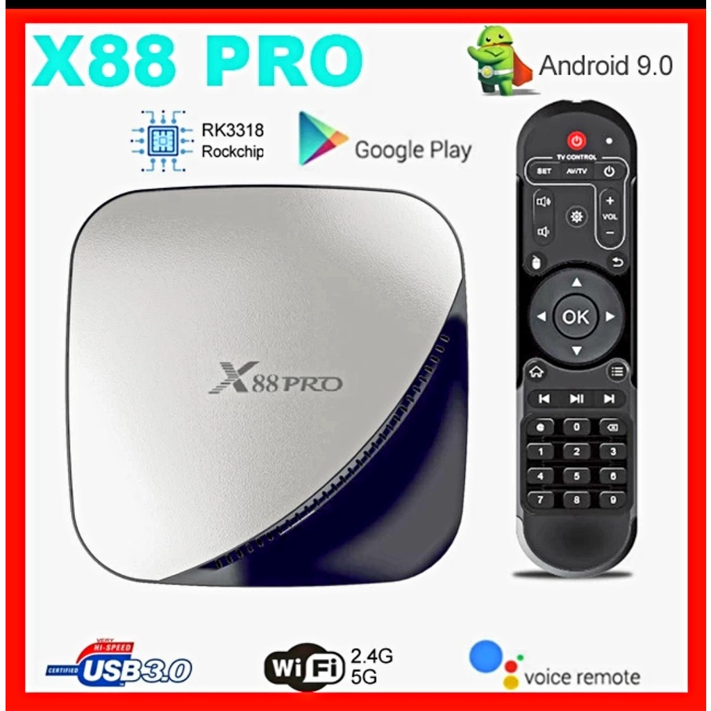 X88 Pro Android 9.0 TV Box Rockchip RK3318 4 Core 2.4G&5G Wifi 4K HDR ...
