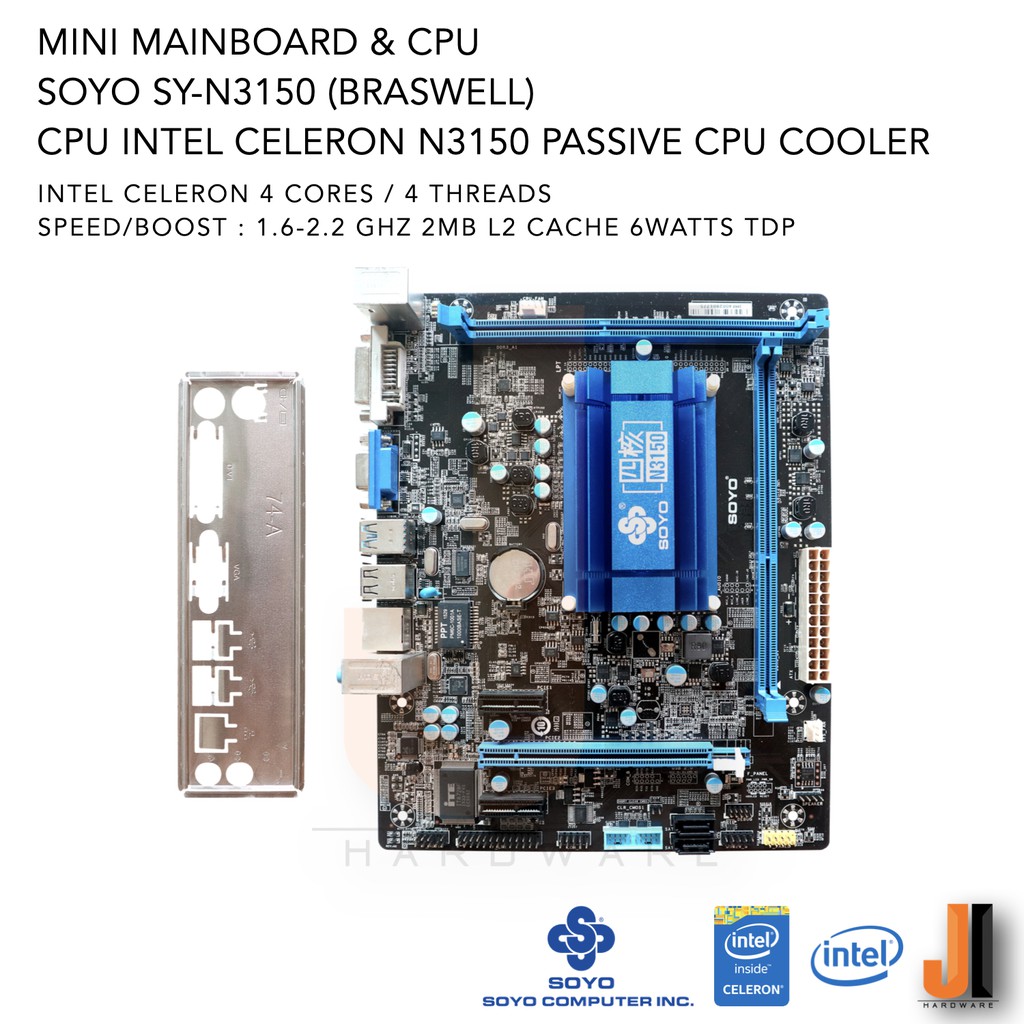 Mainboard with CPU SOYO SY-N3150 (Braswell) (สินค้ามือสองสภาพดีมีฝาหลัง ...