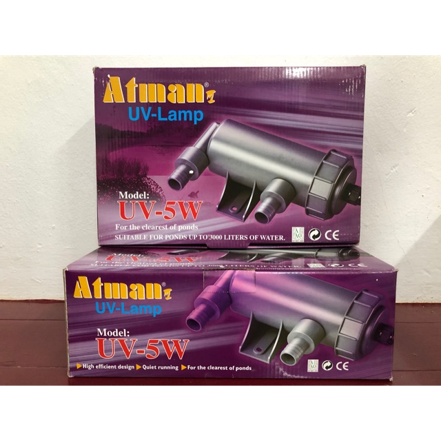 หลอด Atman UV Lamp 5 W รุ่น UV-5W ใช้ฆ่าเชื้อโรคที่มากับน้ำและกำจัดตะไคร้น้ำในบ่อปลาและตู้ปลา ...
