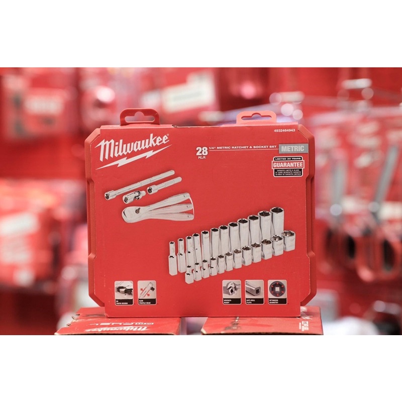 ชุดประแจบล็อค 4932464943 MILWAUKEE ขนาด 1/4" 28 ชิ้น รหัส 48-22-9504 ...
