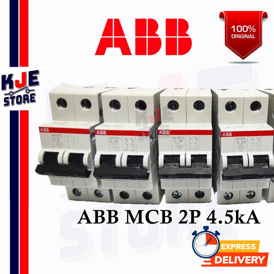 Abb MCB SH202 2P 4.5kA [6A/10A/16A/20A/32A/40A] | Shopee Thailand