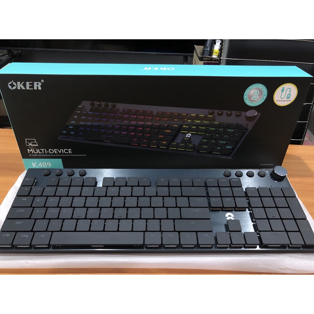 Keyboard Gaming / Wireless / Bluetooth Mechanical BlueSwitch 3in1 OKER K489 รับประกัน2ปี ...