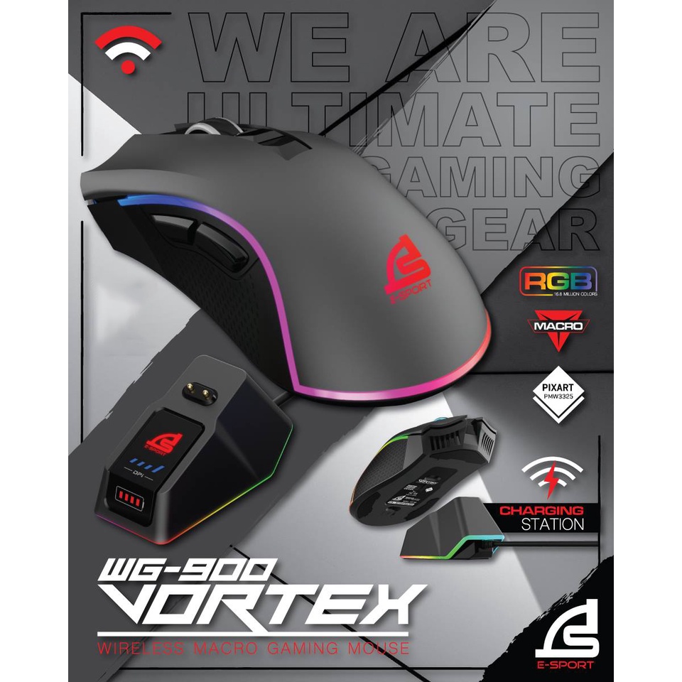 เมาส์เกมมิ่งไร้สาย SIGNO E-Sport VORTEX Wireless Macro Gaming Mouse ...