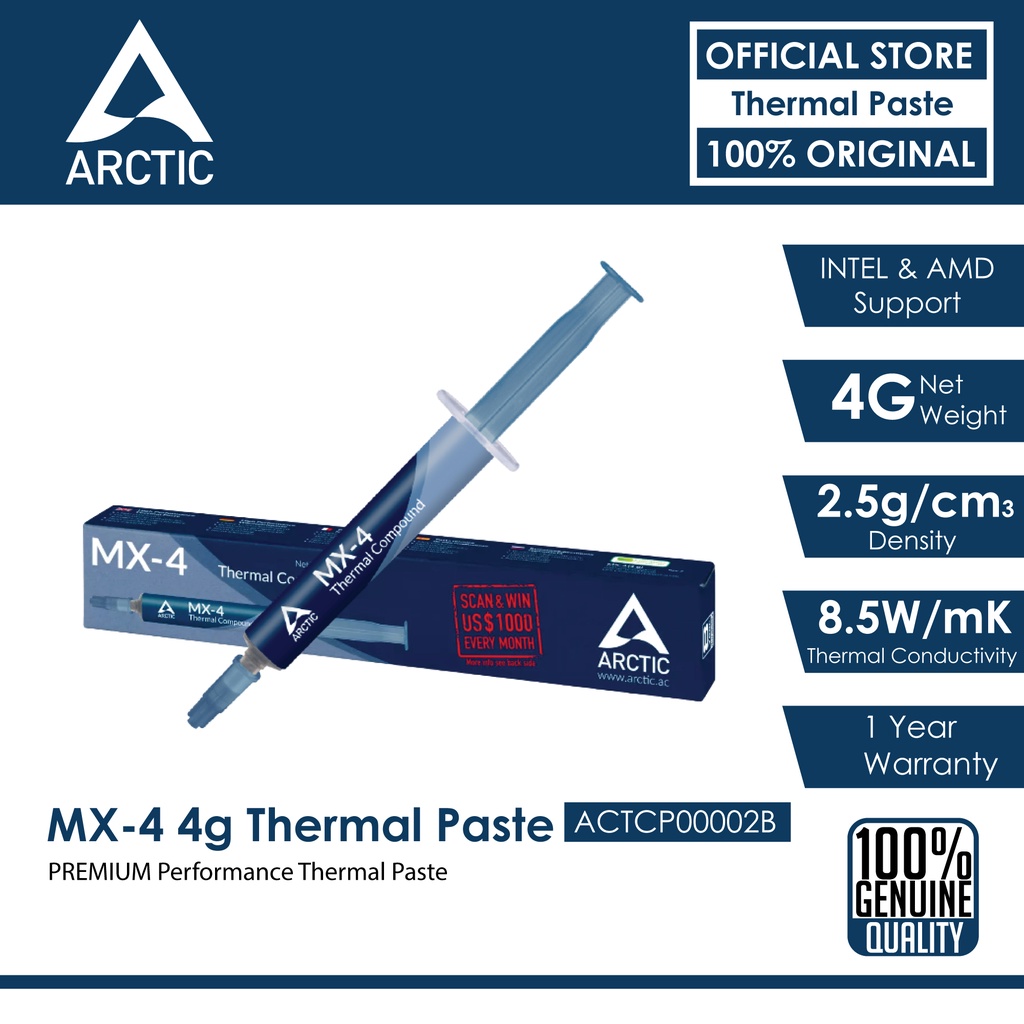 Arctic MX-4 สารประกอบความร้อน ประสิทธิภาพสูง (4 กรัม) ACTCP00002B | Shopee Thailand
