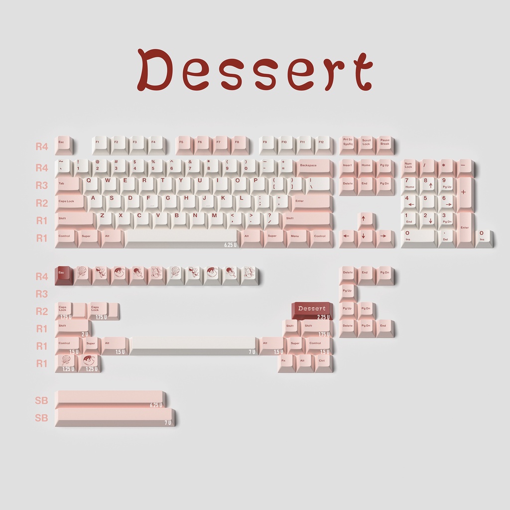 【JKDK】Dessert keycaps cherry profile Dye-sublimation customized 68 84 ...