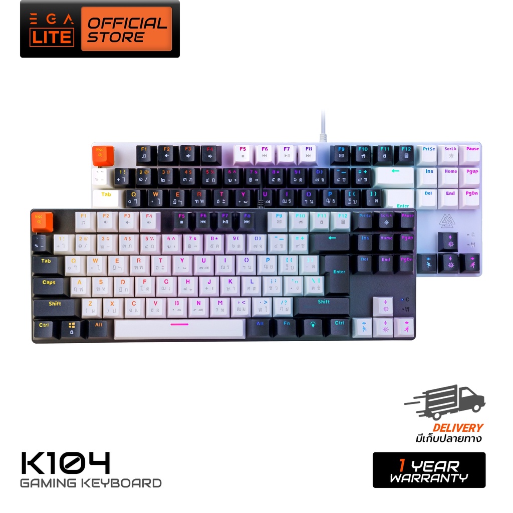 [สินค้ารับประกัน 1 ปี] EGA คีย์บอร์ดเกมมิ่ง LITE K104 TKL Mechanical CIY เปลี่ยนสวิตช์ได้ MINI ...