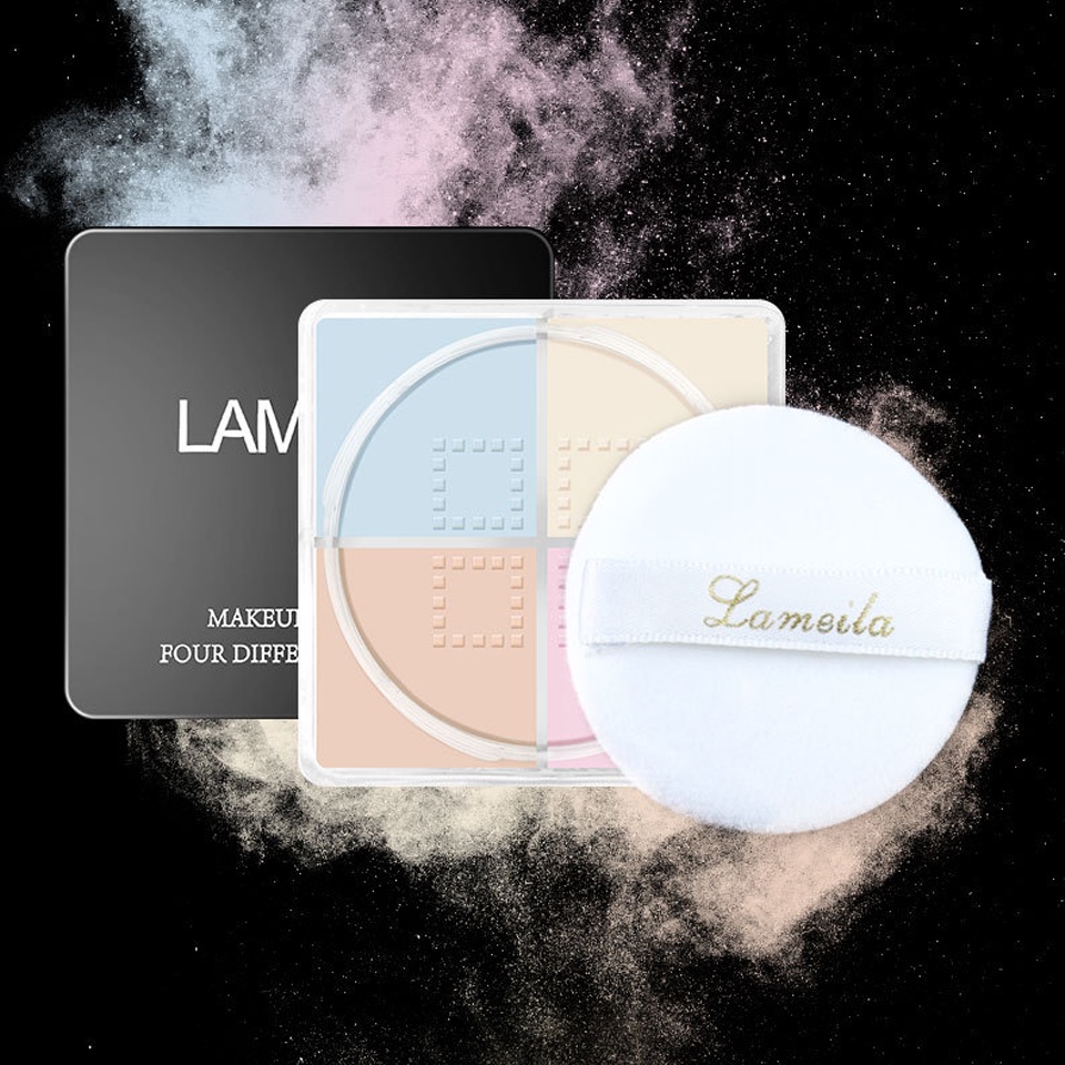 LAMEILA แป้งฝุ่น 4 ช่อง ควบคุมความมัน แบบ 4 สี ติดทนนาน ปรับสีผิว ...