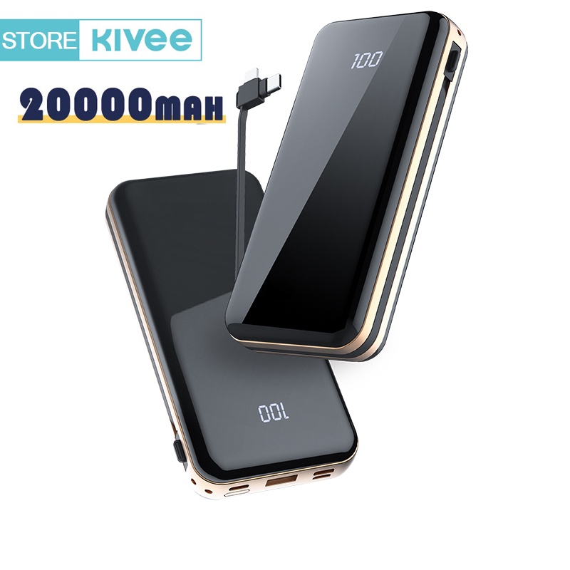 แบตสำรอง 20000mah power bank KIVEE พาวเวอร์แบงค์ พร้อมไฟฉาย LED ...