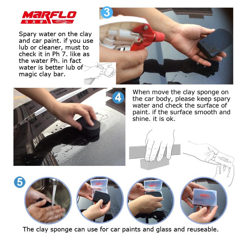 MARFLO Clay Block ฟองน้ำดินน้ำมันล้างรถ คุณภาพดี ปรับผิวรถให้เรียบเนียน ...