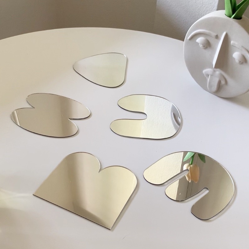 (จานรองแก้ว,พร็อพถ่ายรูป)กระจกอคิลิก jacob mirror 1 set มี 5 ชิ้น ...