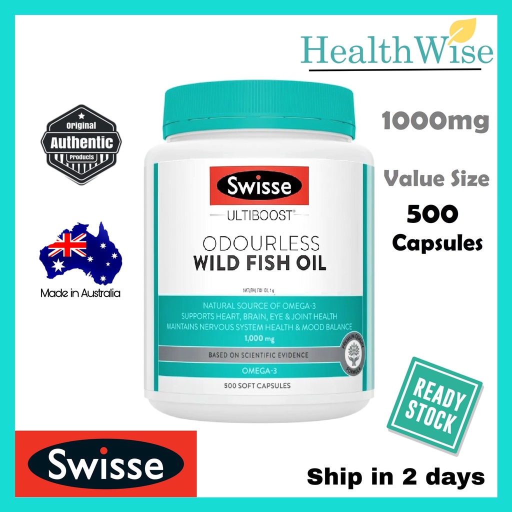 Swisse Odorless Wild Fish Oil 1000mg 1g 500caps 400caps Omega-3 EPA ...