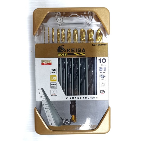 KEIBA KE-2515010 KG-1SET010 ชุดดอกสว่าน HSS M2 MM ชุด10ตัว 1-10mm ชุดดอกสว่าน KEIBA 1-10มิล ...