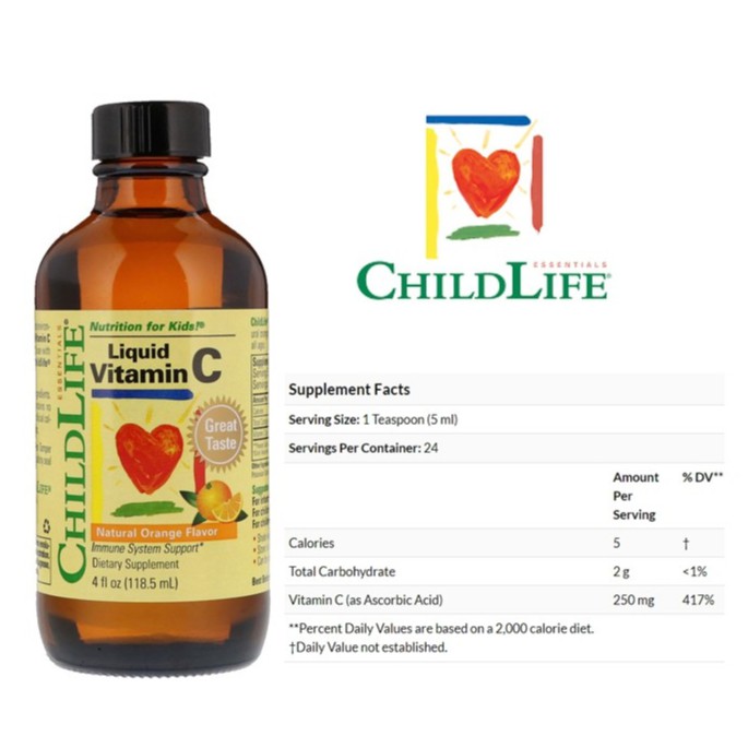 ChildLife, Essentials, Liquid Vitamin C, Natural Orange Flavor, 4 fl oz ...