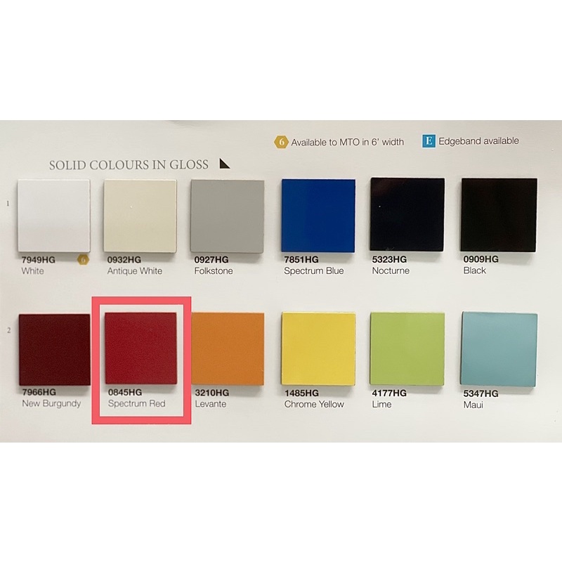 แผ่นลามิเนต Formica PP 0845 HG Spectrum Red ผิวมันเงา ขนาด 80 x 120 ซม. ...